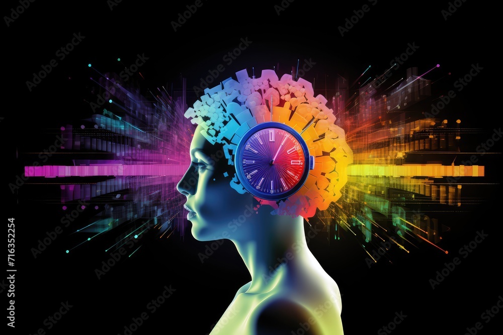 Synergies of human mind, synapses lighting colorful, Brain health ...