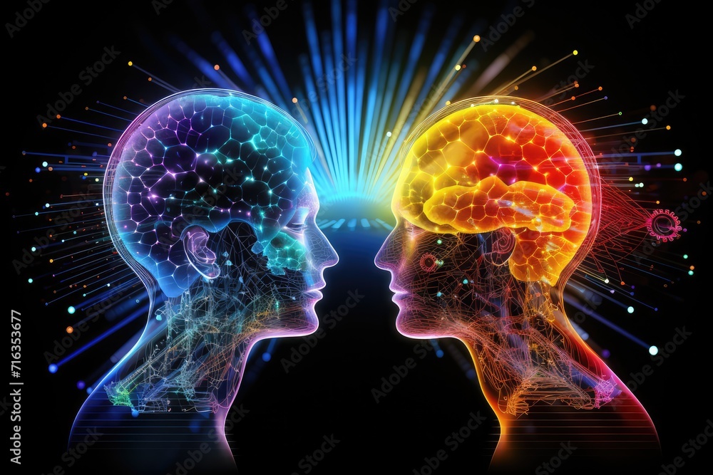 ภาพประกอบสต็อก energy of fractal realms, colorful brain activity ...