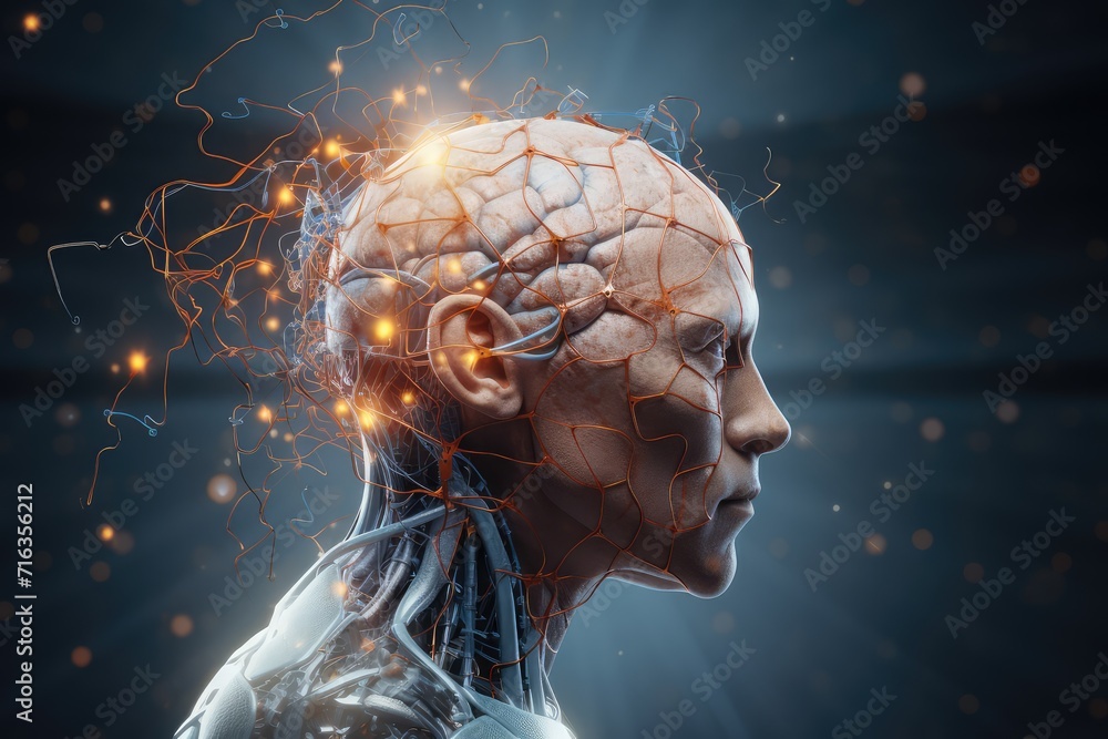 fractal colorful light brain illustration, educational research ...