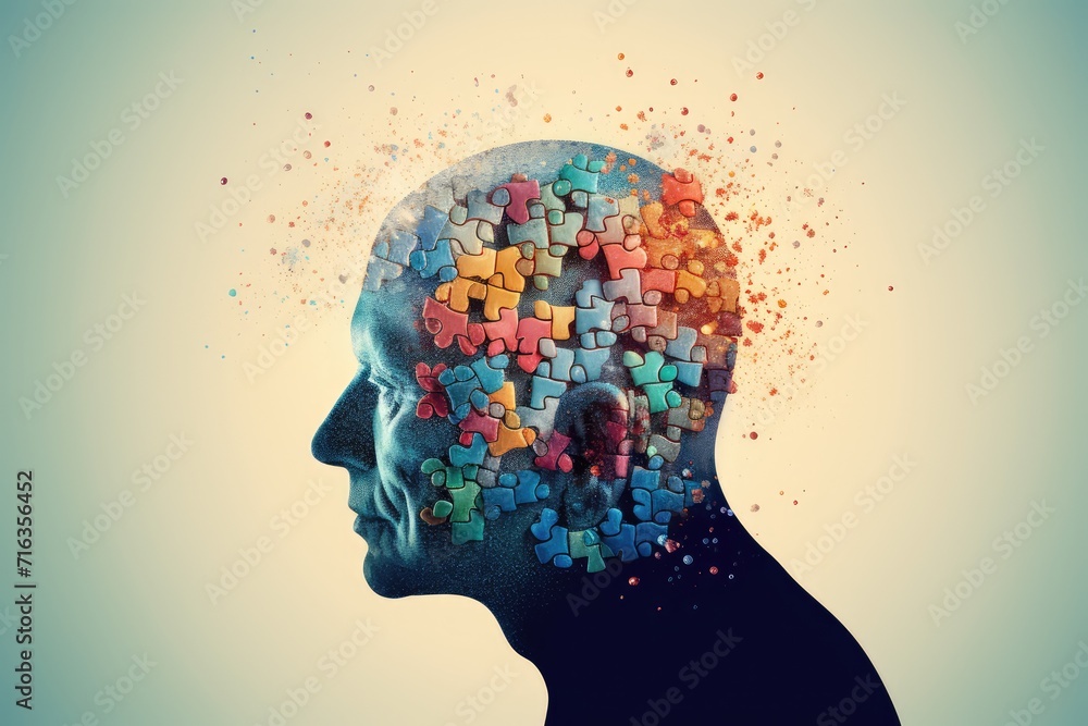 3D brain in space illustration, cognitive science, educational ...