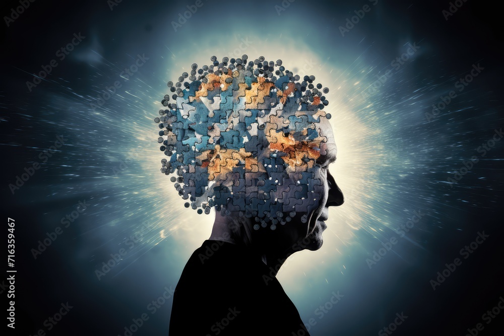 Vivid neuronal brain dots, connecting through synapses. Self awareness ...