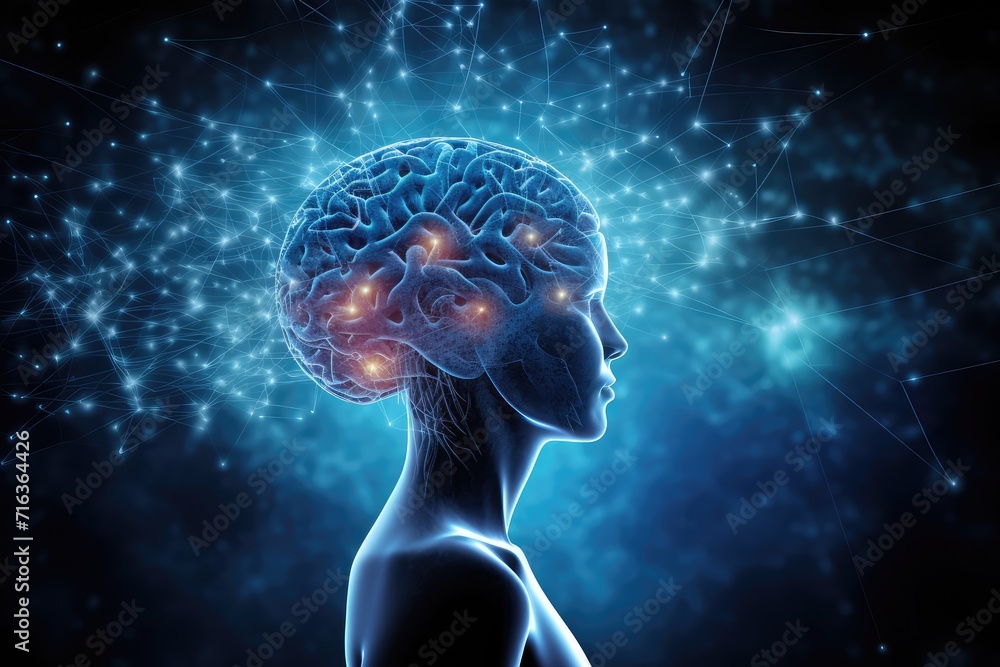 Colorful brain explosion creativity and neural connections. Receptor ...