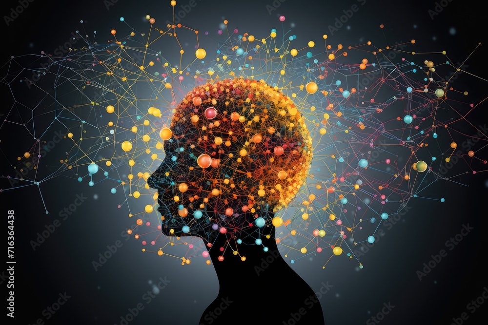 Colorful brain explosion creativity and neural connections. Receptor ...
