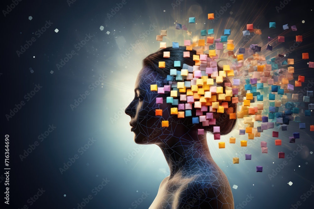 Colorful brain explosion creativity and neural connections. Receptor ...