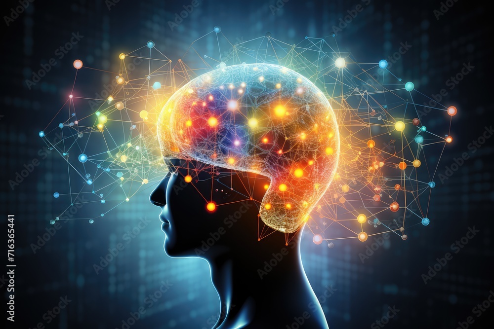 Colorful brain explosion creativity and neural connections. Receptor ...