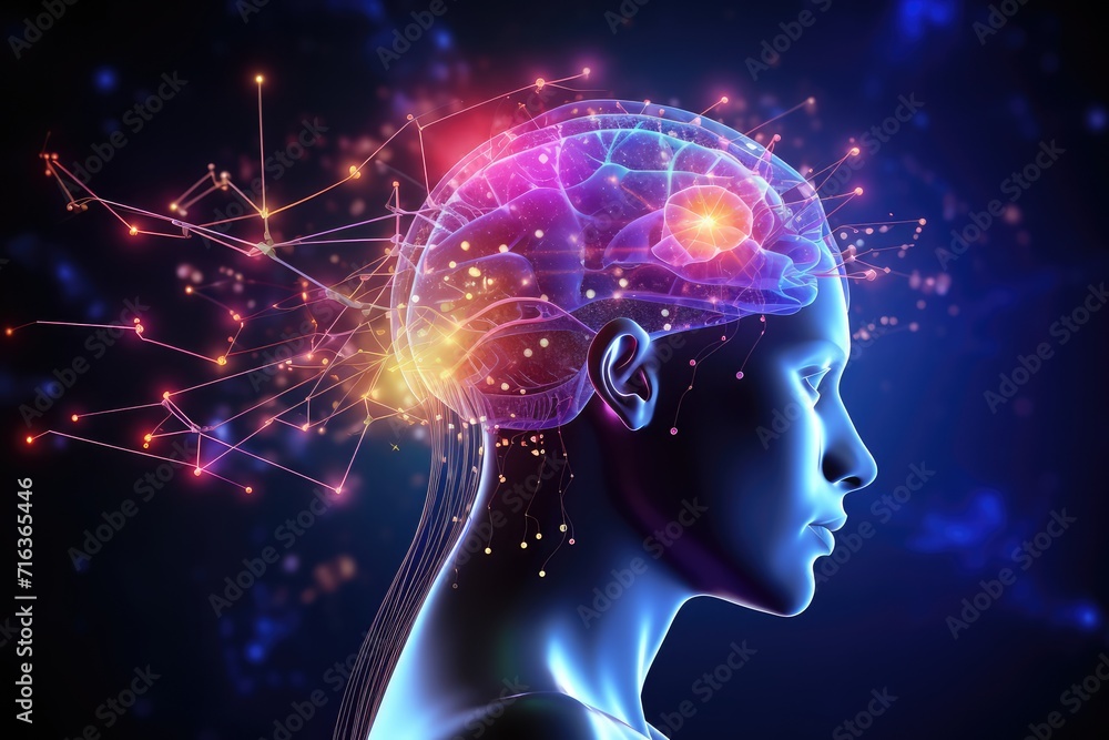 Colorful brain explosion creativity and neural connections. Receptor ...