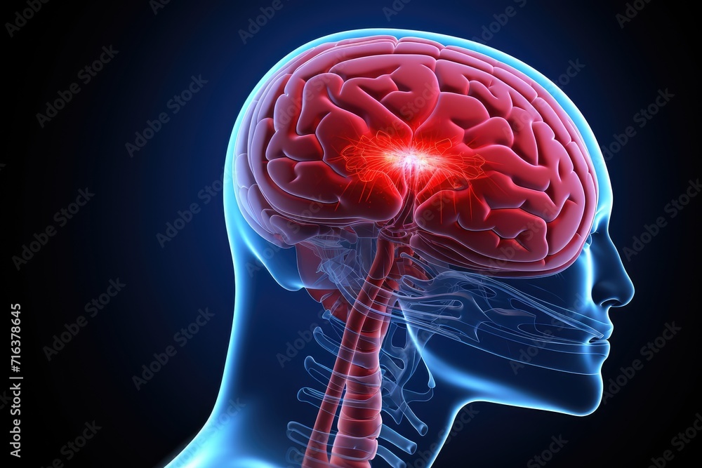 Red mind axon pain, a trigger for brain distress. A red dot signifies ...