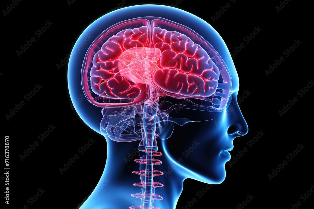 Red mind axon pain, a trigger for brain distress. A red dot signifies ...