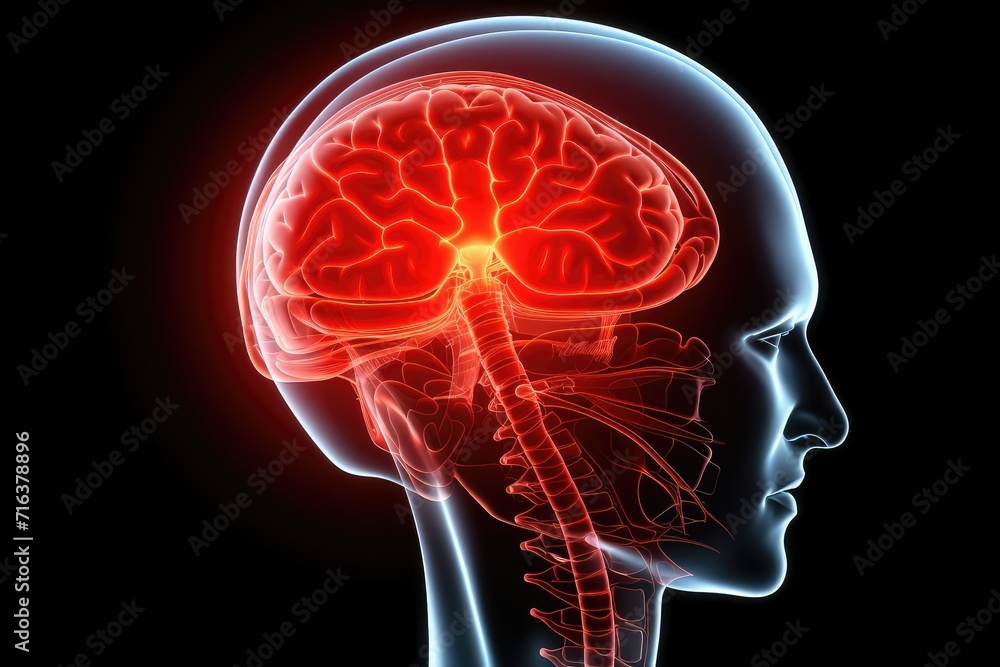Red mind axon pain, a trigger for brain distress. A red dot signifies ...