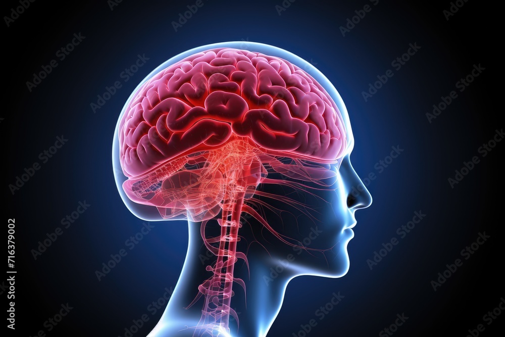 Red mind axon pain, a trigger for brain distress. A red dot signifies ...