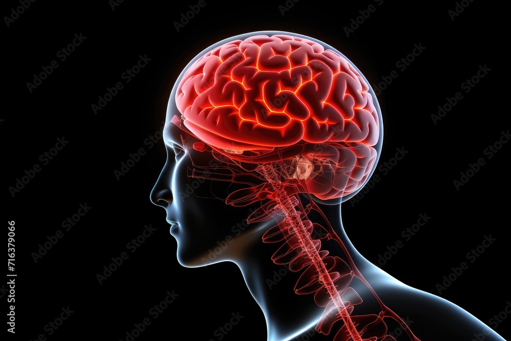 Red mind axon pain, a trigger for brain distress. A red dot signifies ...