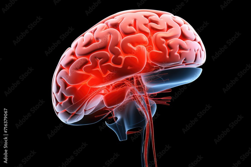 Red mind axon pain, a trigger for brain distress. A red dot signifies ...