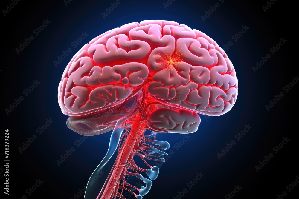 Red mind axon pain, a trigger for brain distress. A red dot signifies ...