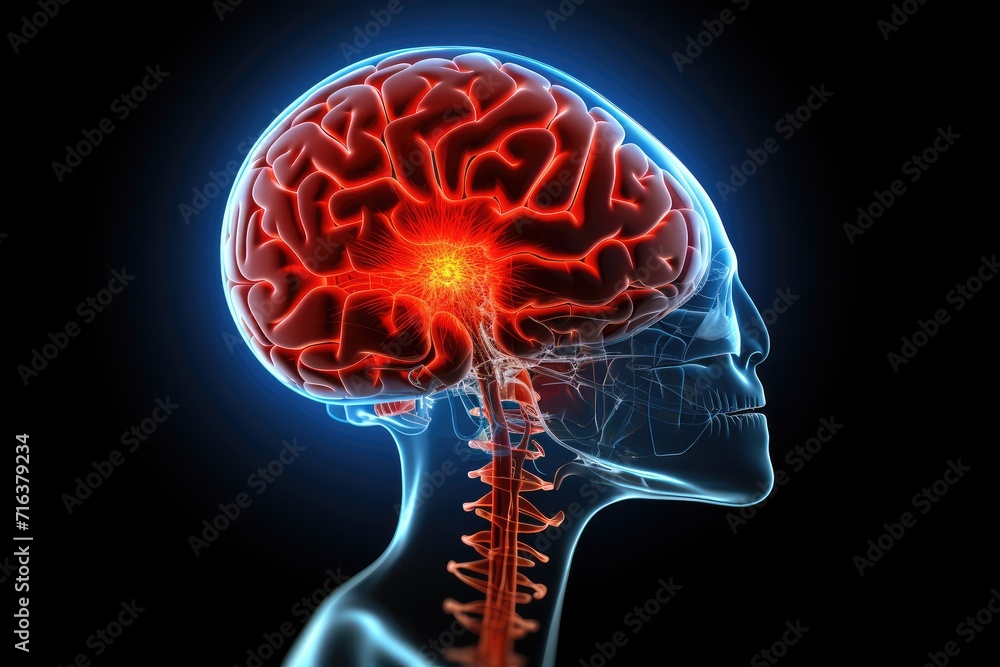 Red mind axon pain, a trigger for brain distress. A red dot signifies ...