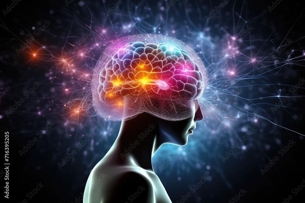 Vivid Mindfulness Memory, Cognitive Mind Psychology Neon Colored Neural ...