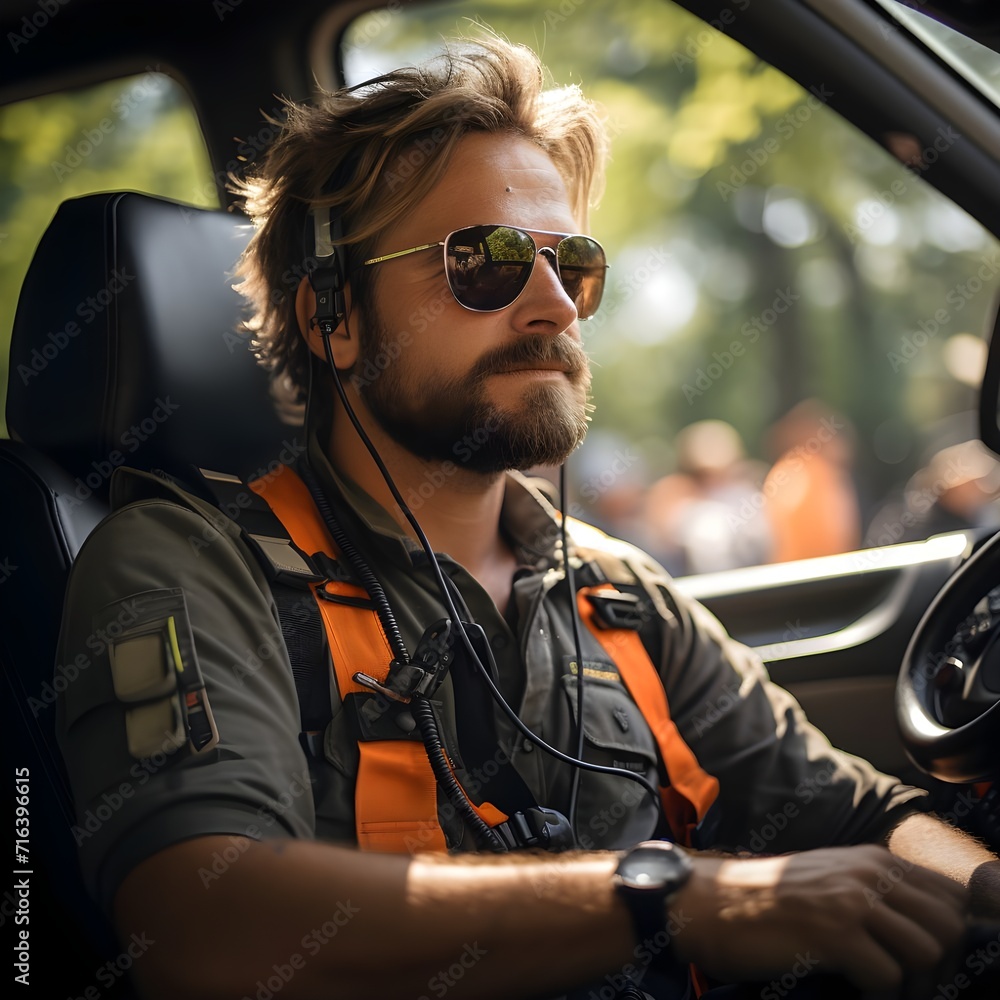 Pilote d'avion en action de piloter un avion dans le ciel, concentrer ...