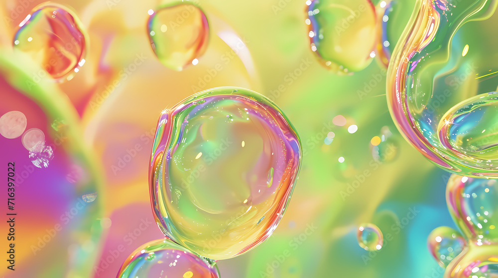 Futuristic Soft Blob and Green Sphere in Holographic Spectrum Stock ...