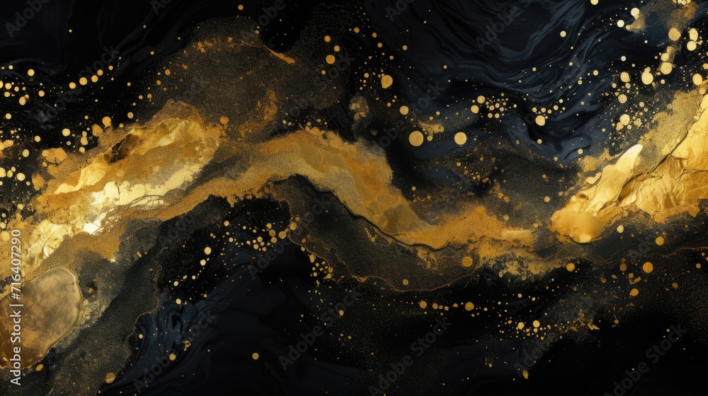 Black Gold Glitter Alcohol Ink Spritz Painting: A Generative AI Artwork ...