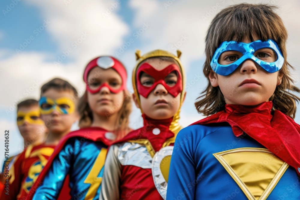 Children dressed up as superheroes, ready for action. Perfect for ...