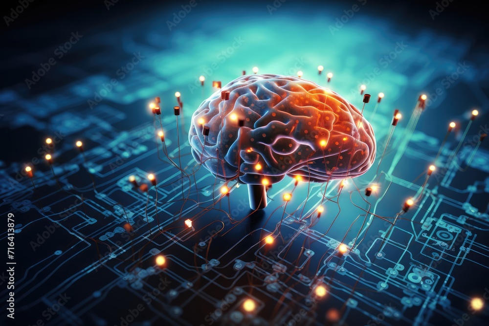 Colored Motley Brain Axon Mind tracing dance of EEG patterns, synaptic ...