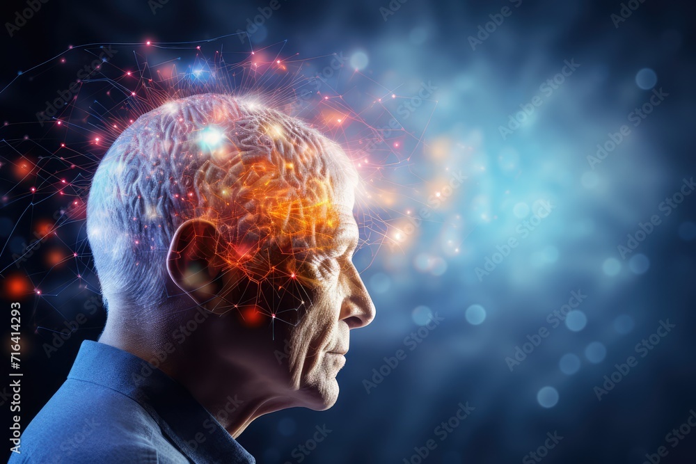 Colored Motley Brain Axon Mind tracing dance of EEG patterns, synaptic ...