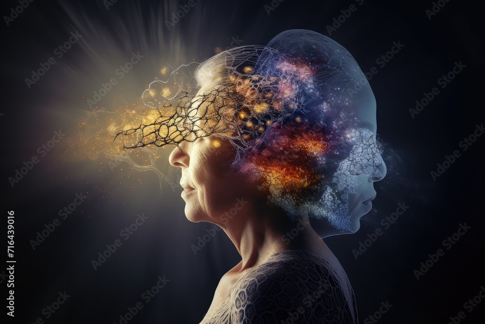 Brain dots pattern, mesmerizing display of neural particles. Electrical ...