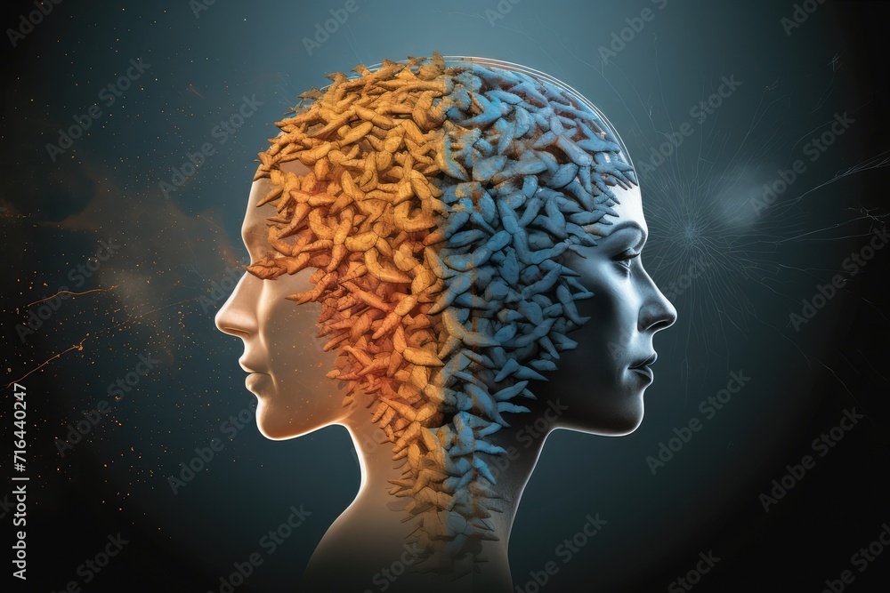 Brain dots pattern, mesmerizing display of neural particles. Electrical ...