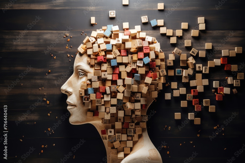 Brain dots pattern, mesmerizing display of neural particles. Electrical ...