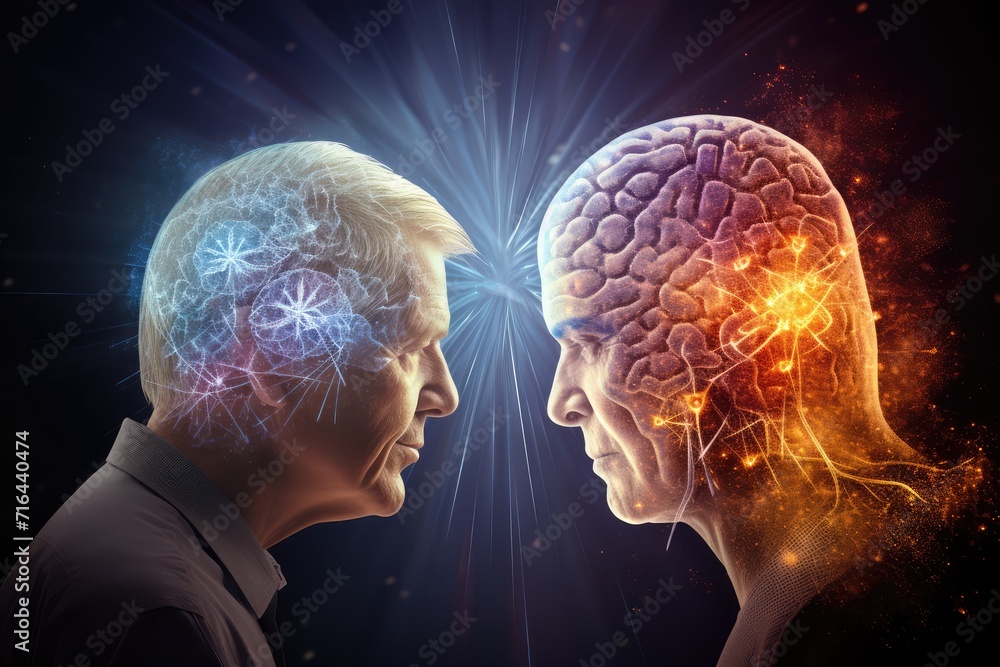 Brain dots pattern, mesmerizing display of neural particles. Electrical ...