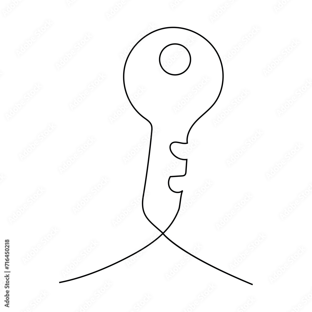 Key icon continuous one line drawing outline vector illustration Stock ...