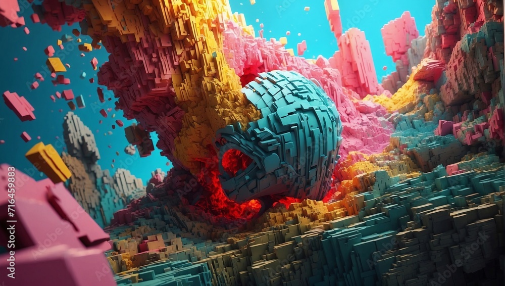Exploding Minecraft colorful cubes paint and splashes. Minecraft ...