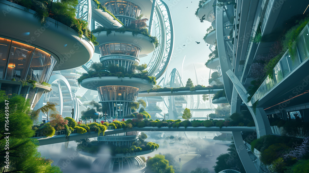 Sustainable Futuristic City Architecture. Innovative Green Design ...