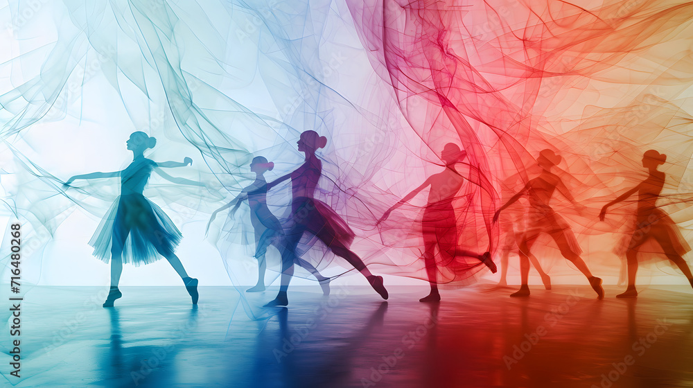 A collage capturing the rhythm and flow of modern dance blending ...