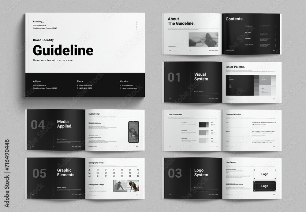 Brand Identity Guidelines Template Landscape Stock Template | Adobe Stock