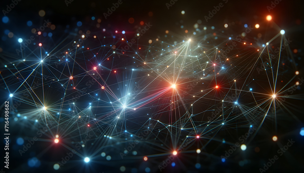 A network of interconnected points and lines, representing a network ...