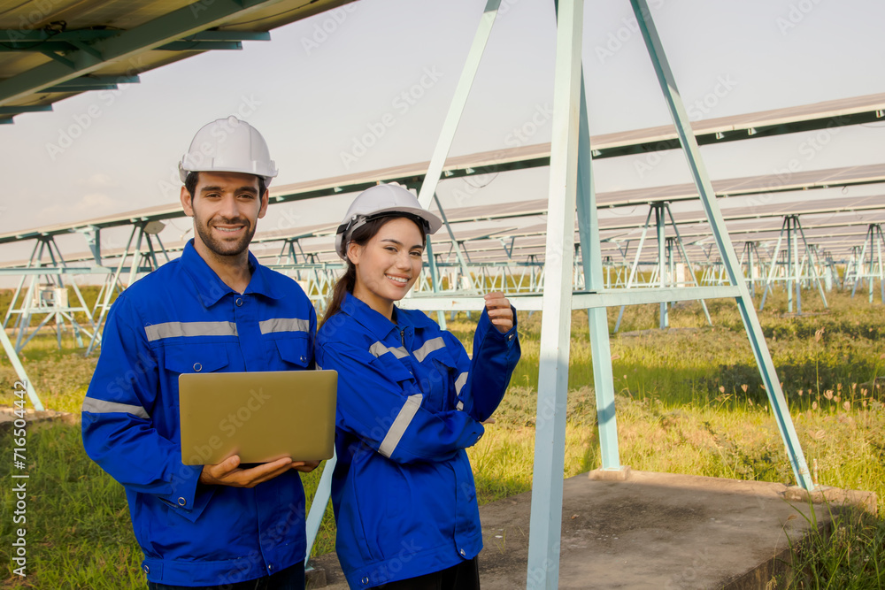 Team industrial engineers male and female technicians inspected the ...