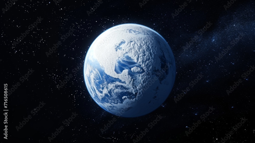 Frozen planet earth made ofice. View from space to earth. Global ...