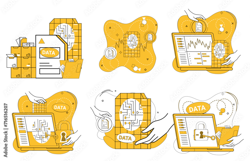 Data analytics vector illustration. Stock market data, like tapestry ...