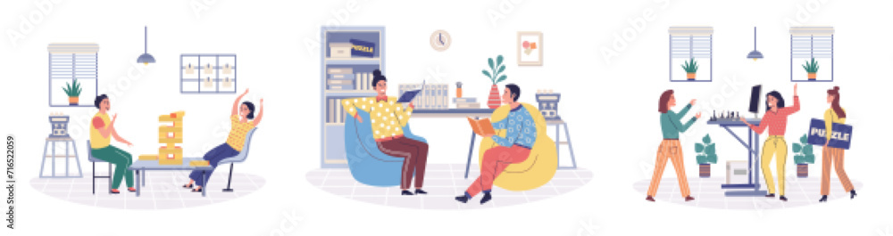 Office rest vector illustration. Finding moments amusement and delight ...