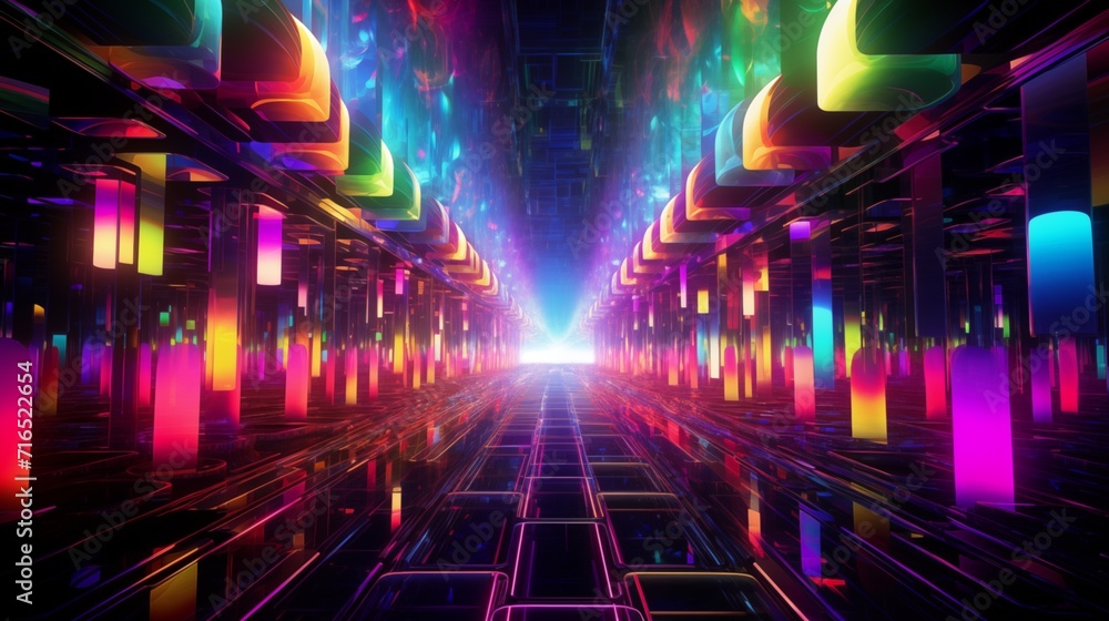 Tech spectrum symphony, spectrum of colors and abstract elements forms ...