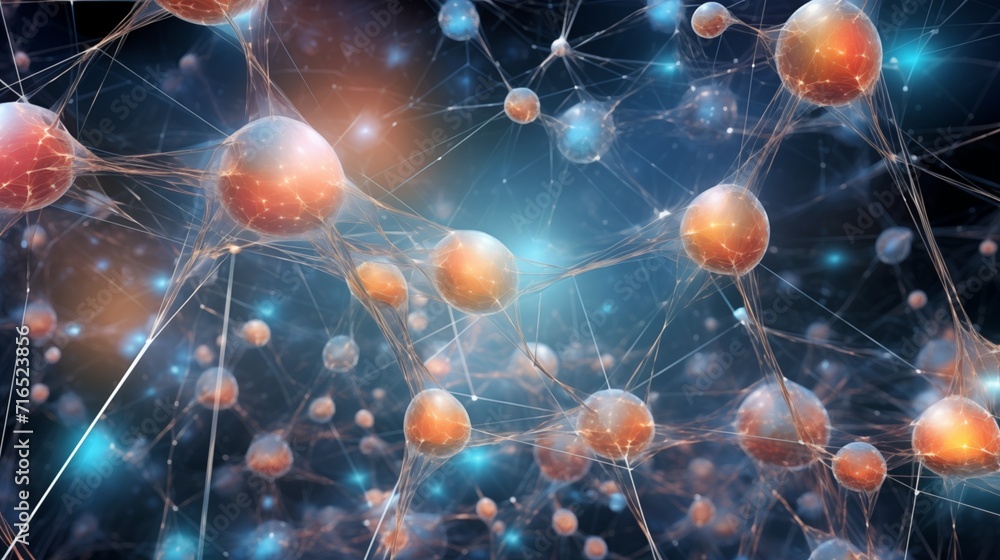 Fusion of neural networks in an abstract backdrop, interconnected nodes ...