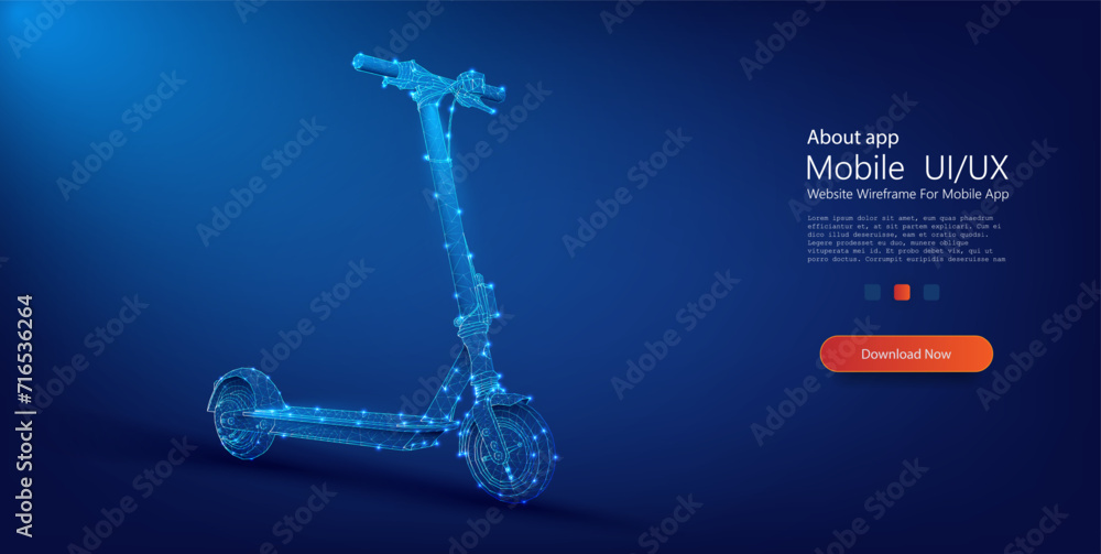 Vecteur Stock Digital Blueprint of Electric Scooter. Futuristic ...