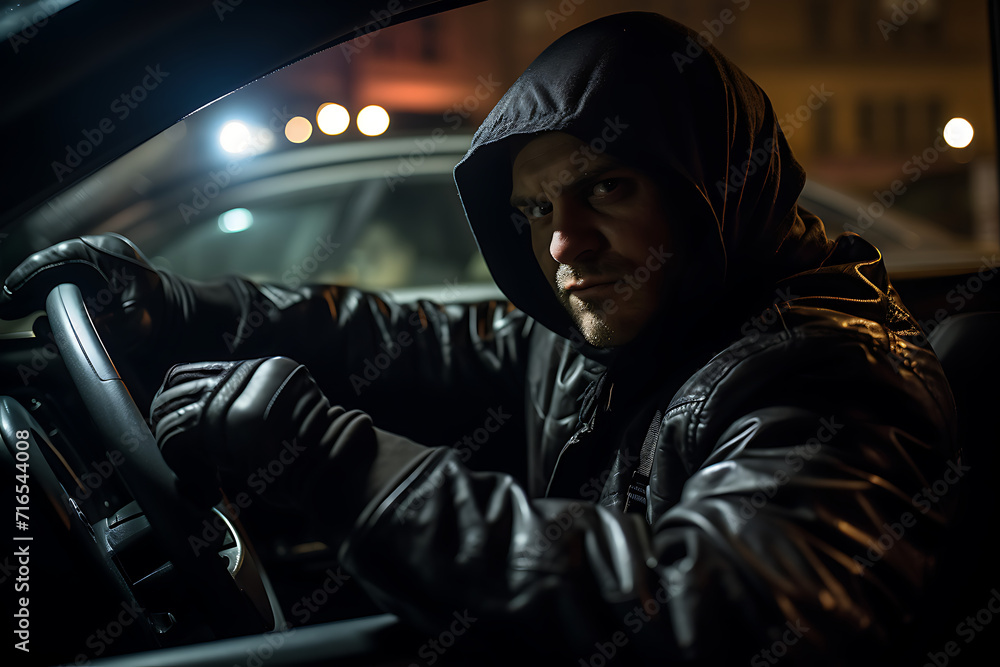 Undercover Intrigue: Man in Black Hoodie Concealed Behind the Door ...