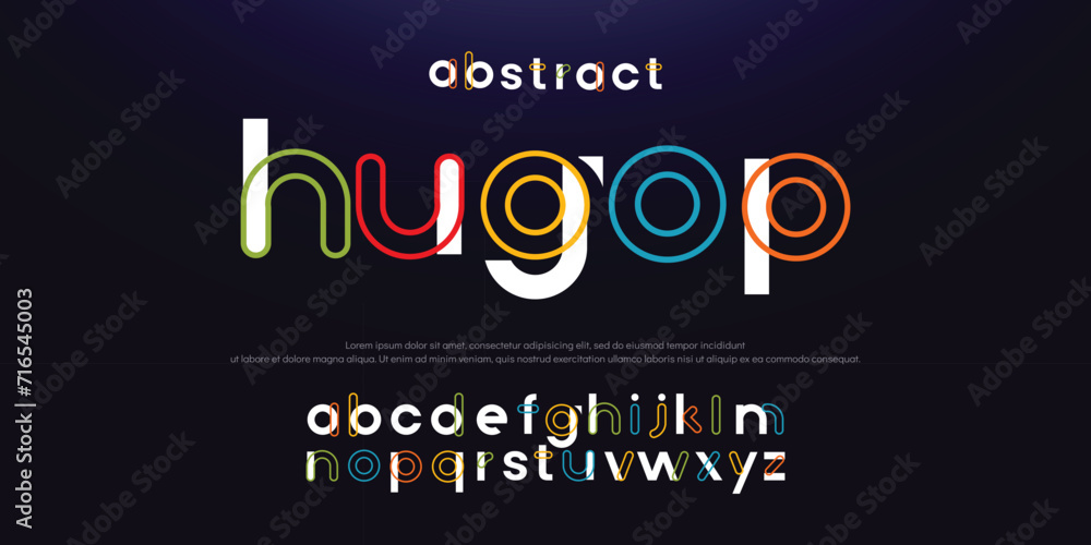 Hollow Double line monogram alphabet and tech fonts. Lines font regular ...