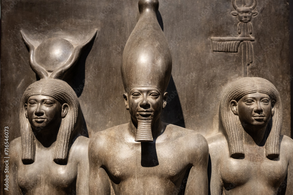 Cairo, Egypt - November 14 2023: Triad of Menkaure between Hathor and ...