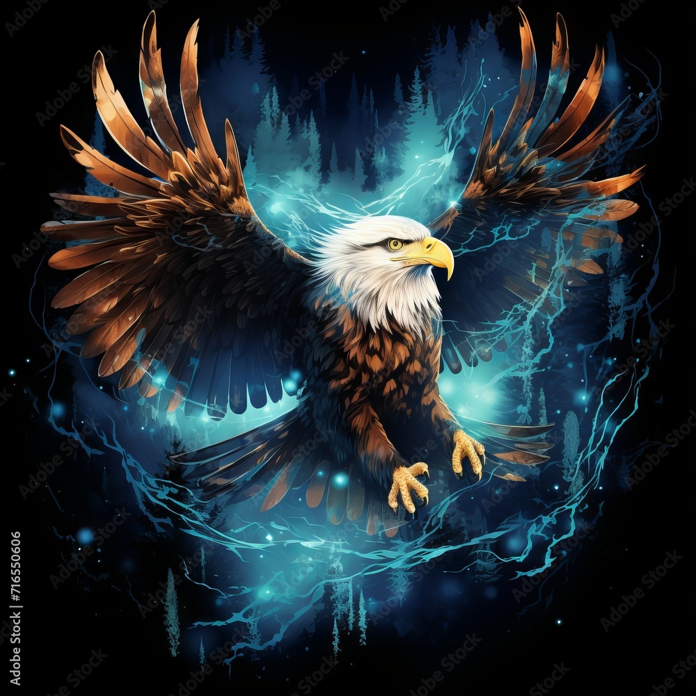 Mystical eagle guardian t-shirt design with runes and wings Stock ...
