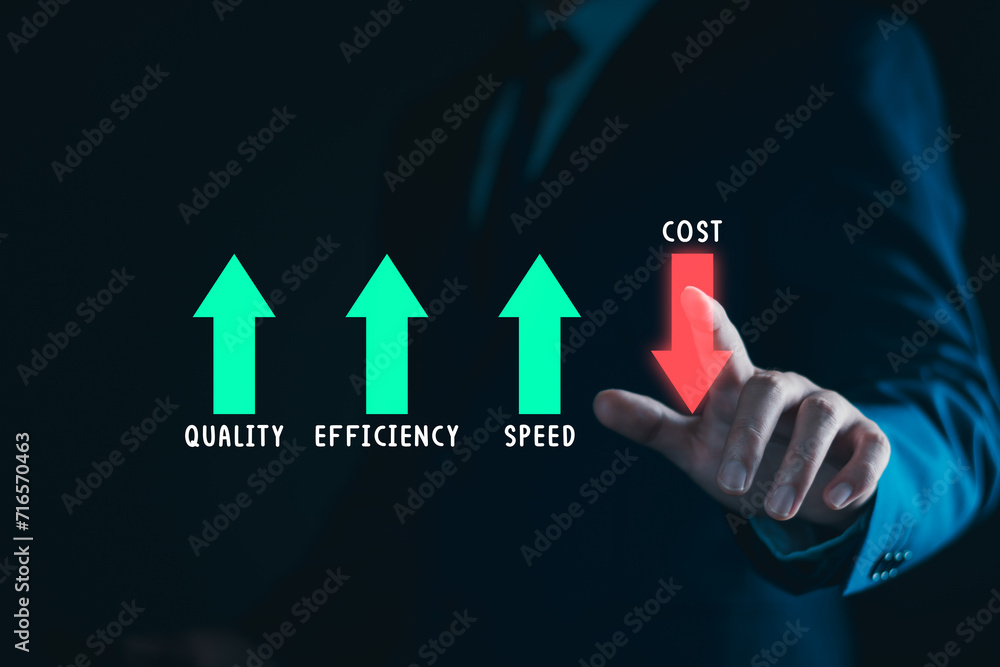Cost reduction concept. Cost and quality control, business strategy and project management ...