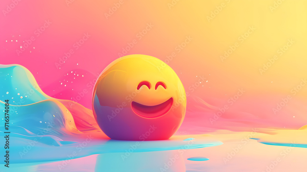 Smile happy laugh emoji emoticon with colorful vibrant abstract ...