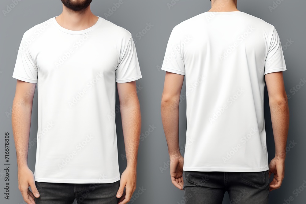Modern plain white t-shirt mockup template in photo studio setting with ...