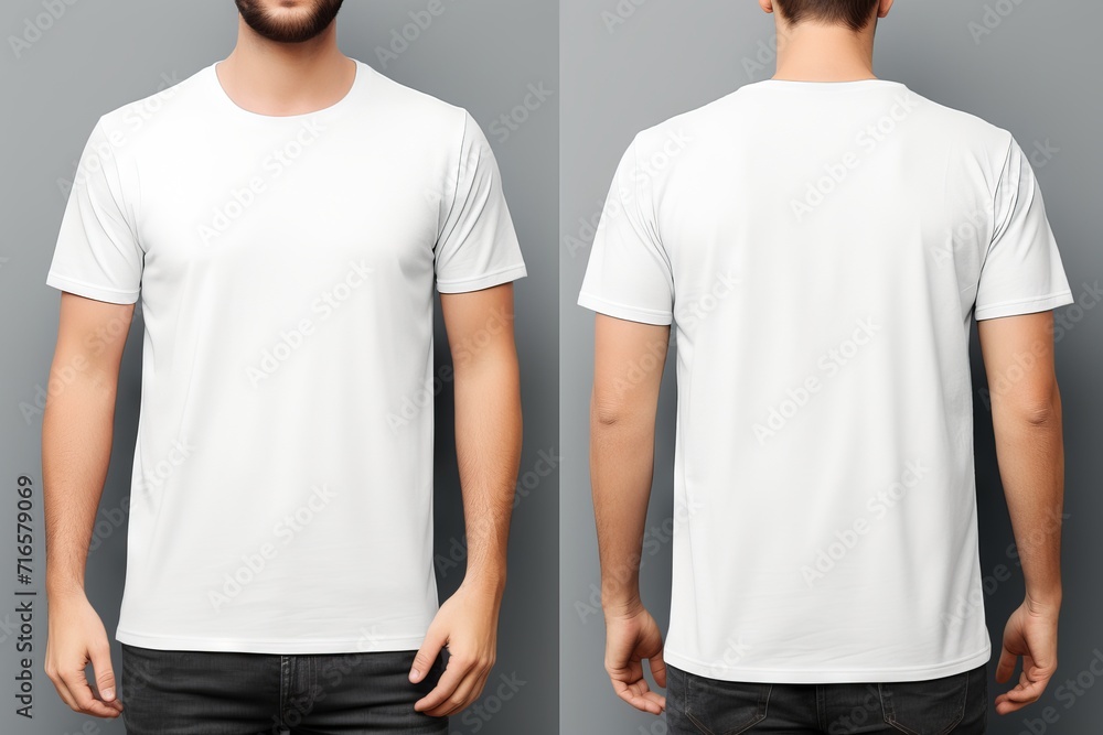 Modern plain white t-shirt mockup template in photo studio setting with ...